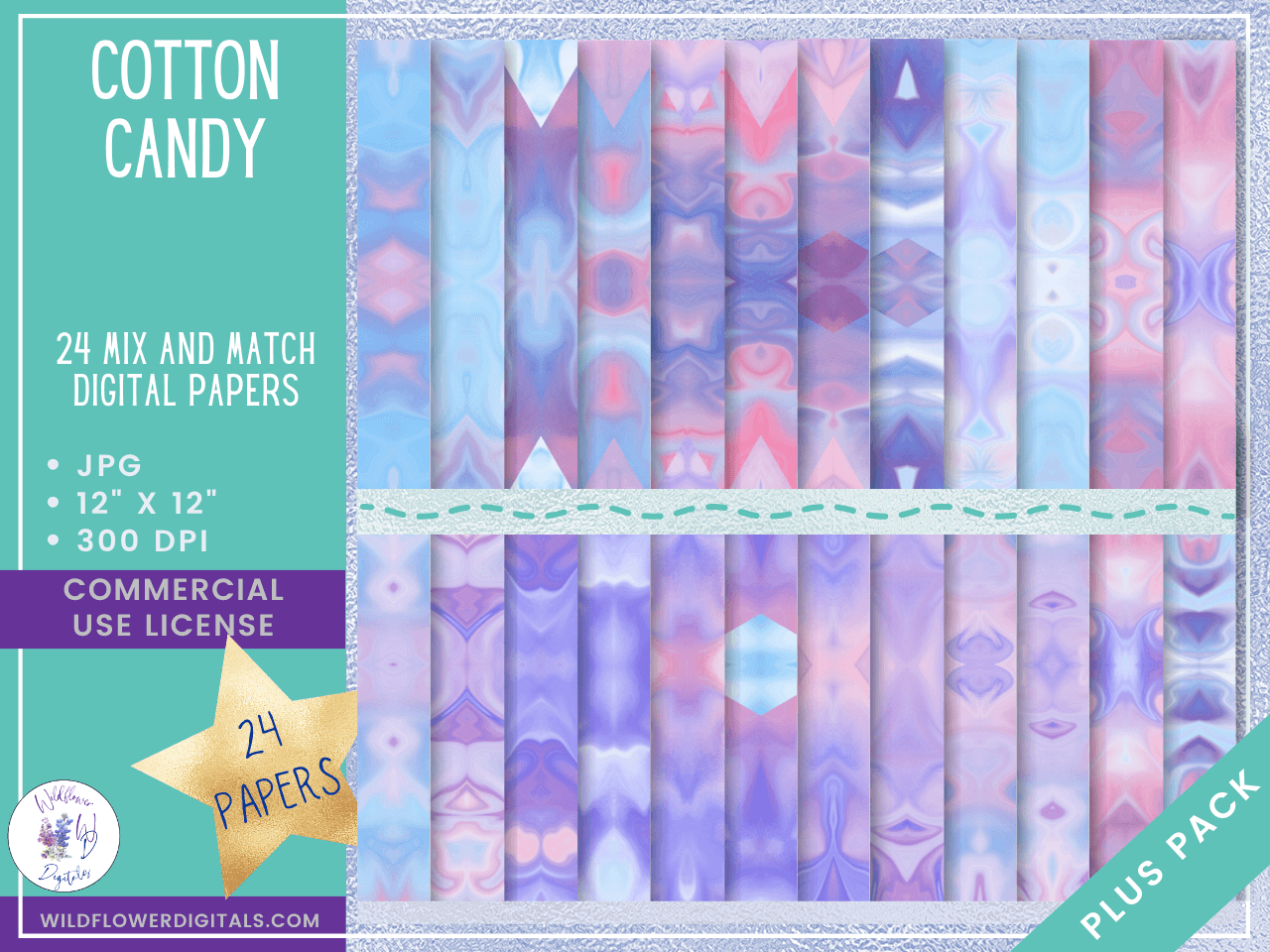 Cotton Candy Geometric Digital Papers - Wildflower Digitals
