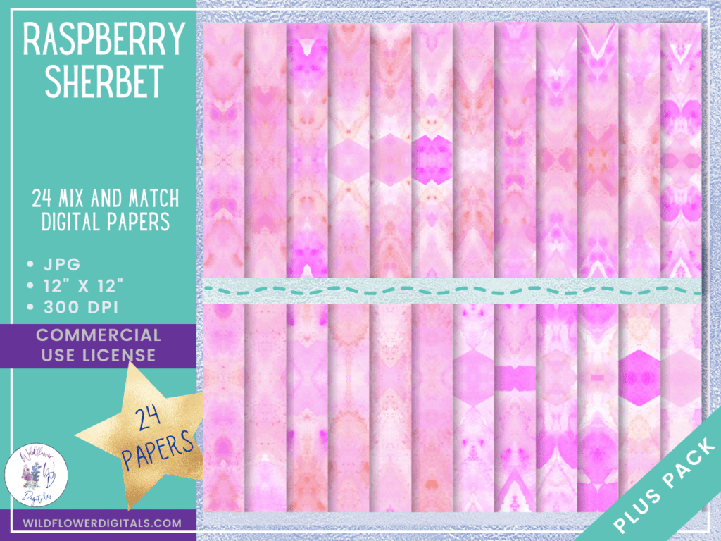 Raspberry Sherbet Digital Papers - Wildflower Digitals